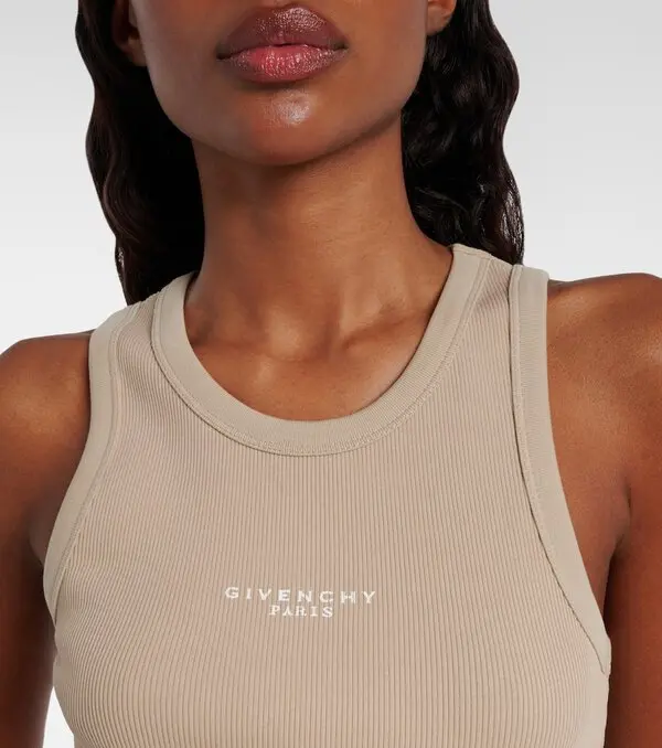 Givenchy Ribbed-knit Cotton Jersey Tank Top - Beige