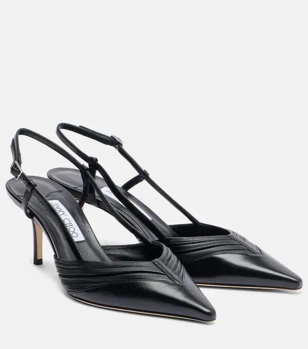 JIMMY CHOO Afia 65 Leather Slingback Pumps