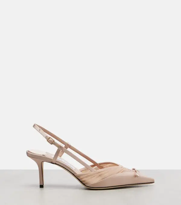 JIMMY CHOO Afia 65 Satin Slingback Pumps - Pink
