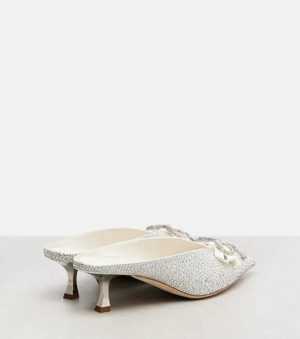 JIMMY CHOO Auria 50 Crystal-embellished Satin Mules - Silver