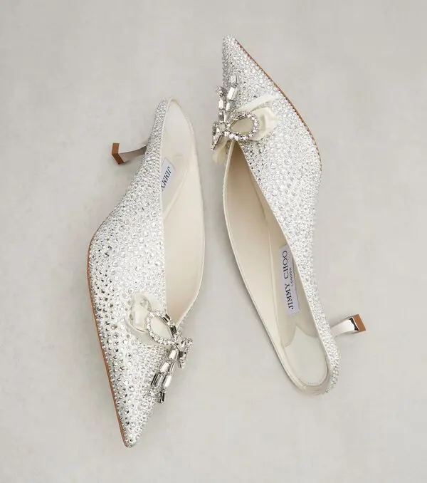 JIMMY CHOO Auria 50 Crystal-embellished Satin Mules - Silver