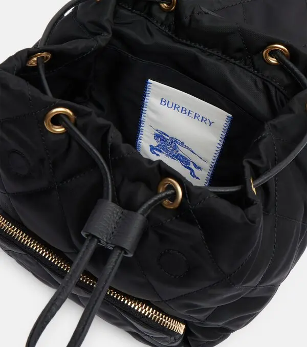 Burberry Quilted Leather-trimmed Mini Backpack - Black