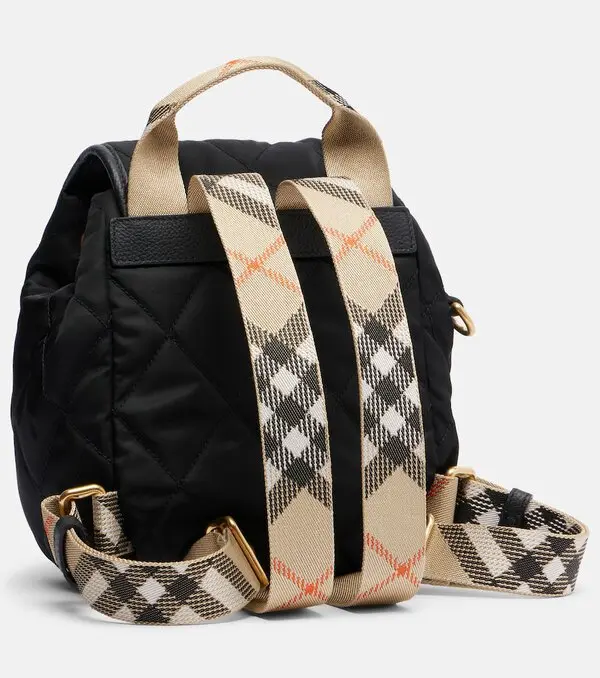 Burberry Quilted Leather-trimmed Mini Backpack - Black