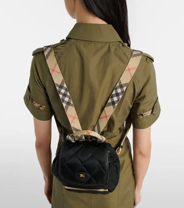 Burberry Quilted Leather-trimmed Mini Backpack - Black