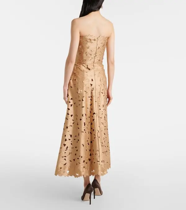 Costarellos Vella Floral Lace Cocktail Dress - Gold | Editorialist