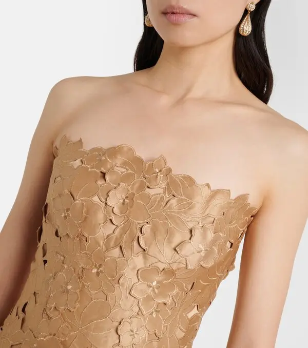 Costarellos Vella Floral Lace Cocktail Dress - Gold | Editorialist