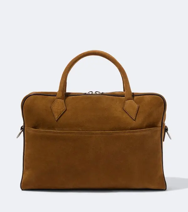 METIER Closer Slim Suede Briefcase - Brown