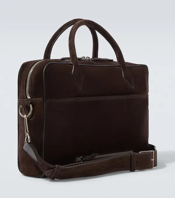 METIER Closer Slim Suede Briefcase - Brown