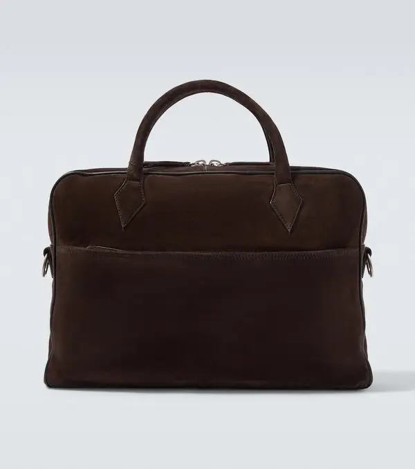 METIER Closer Slim Suede Briefcase - Brown