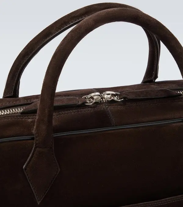 METIER Closer Slim Suede Briefcase - Brown