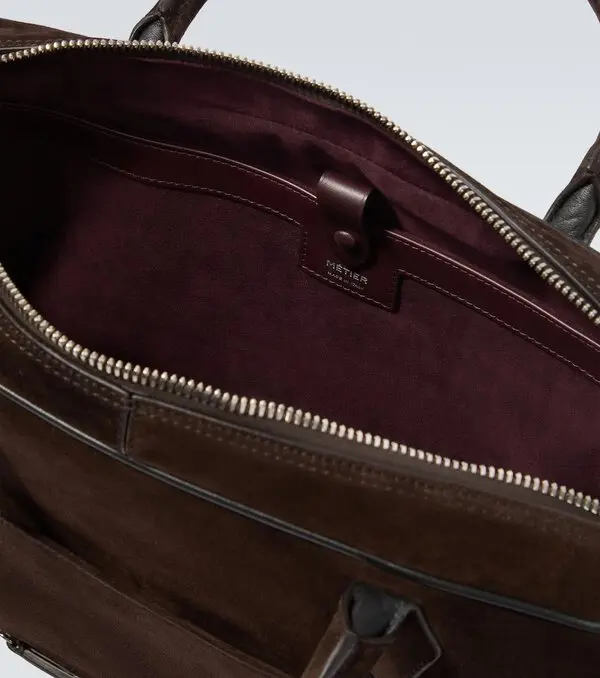 METIER Closer Slim Suede Briefcase - Brown