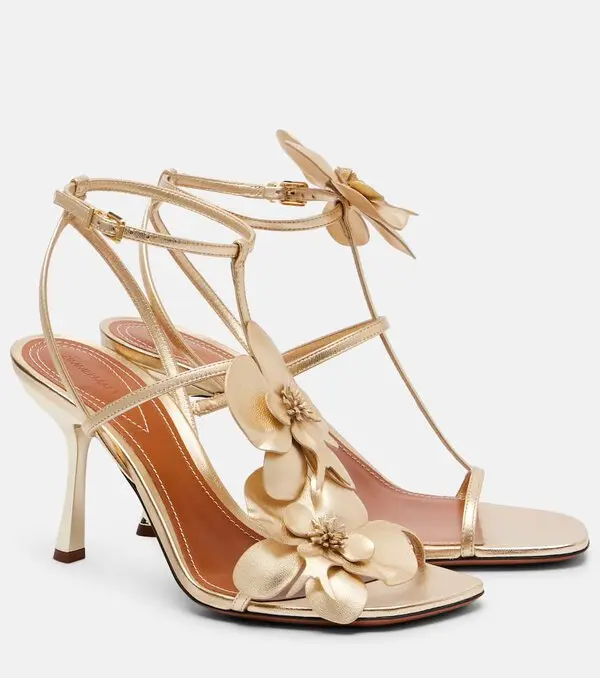 Zimmermann Orchid 85 Metallic Leather Sandals - Gold