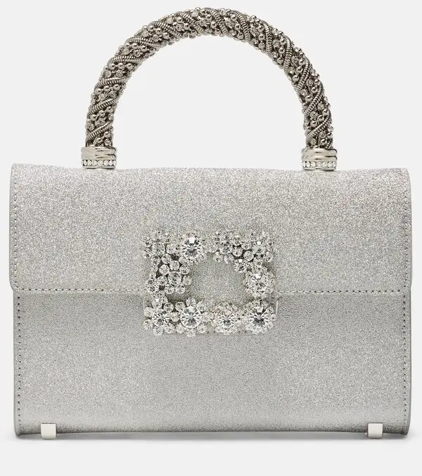 ROGER VIVIER Jewel Efflorescence Mini Glitter Tote - Silver