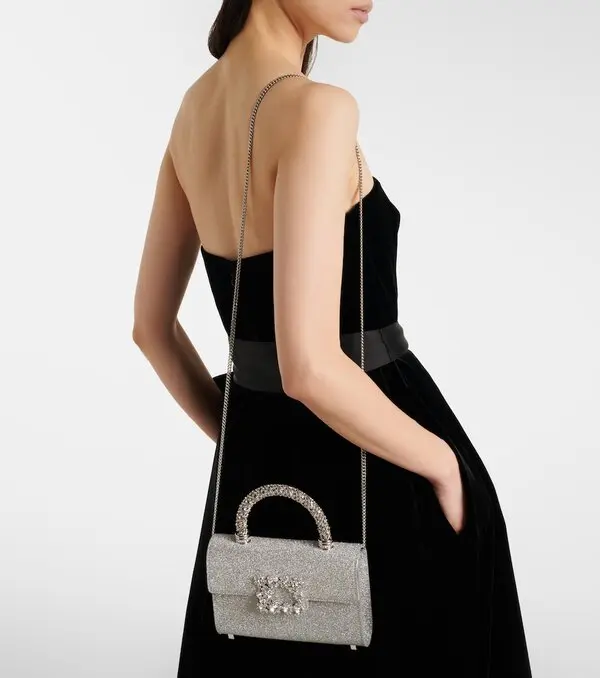 ROGER VIVIER Jewel Efflorescence Mini Glitter Tote - Silver
