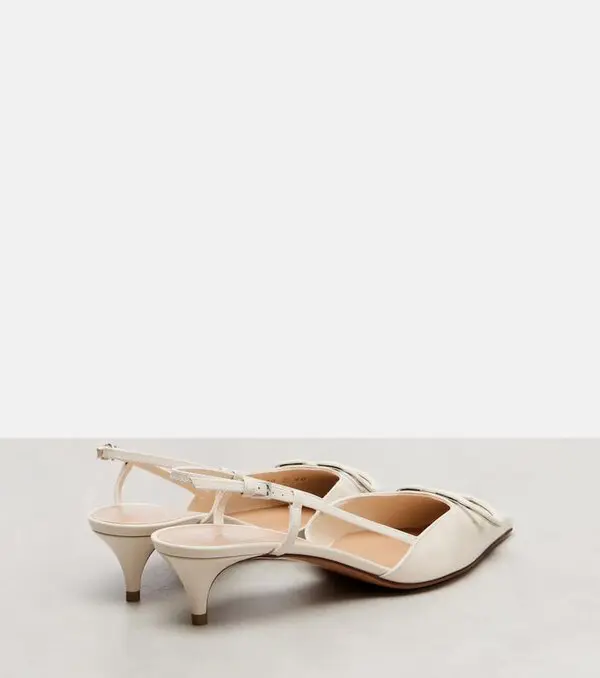 Valentino Garavani Vlogo Patent Leather Slingback Pumps - White