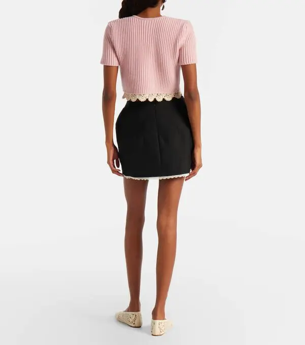 Magda Butrym Lace-trimmed Wool And Mohair Miniskirt - Black