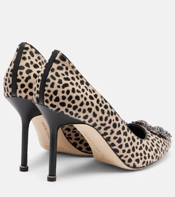 Manolo Blahnik Hangisi 90 Leopard-print Pumps - Beige