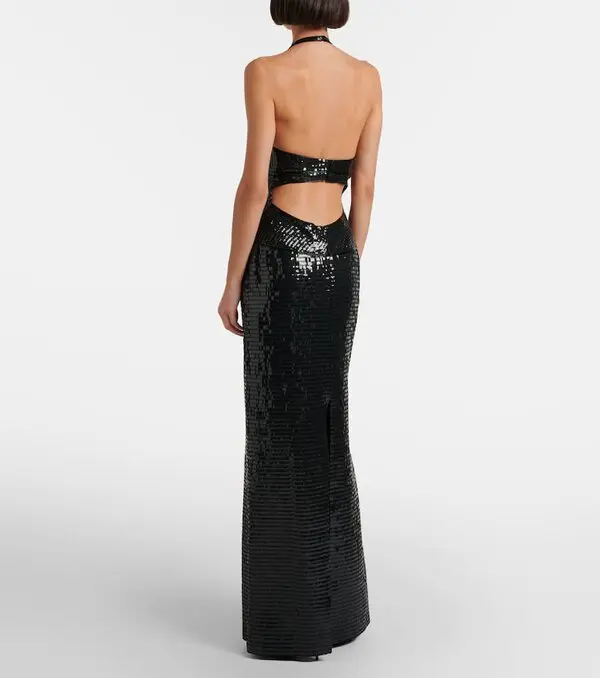 Roberto Cavalli Sequined Halterneck Gown