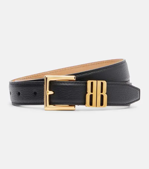 Balenciaga Bb Leather Belt - Black