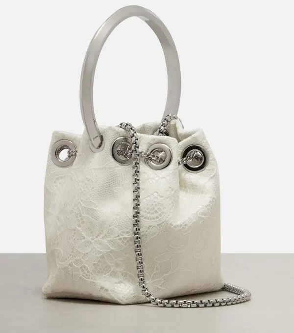 JIMMY CHOO Bon Bon Micro Lace Bucket Bag