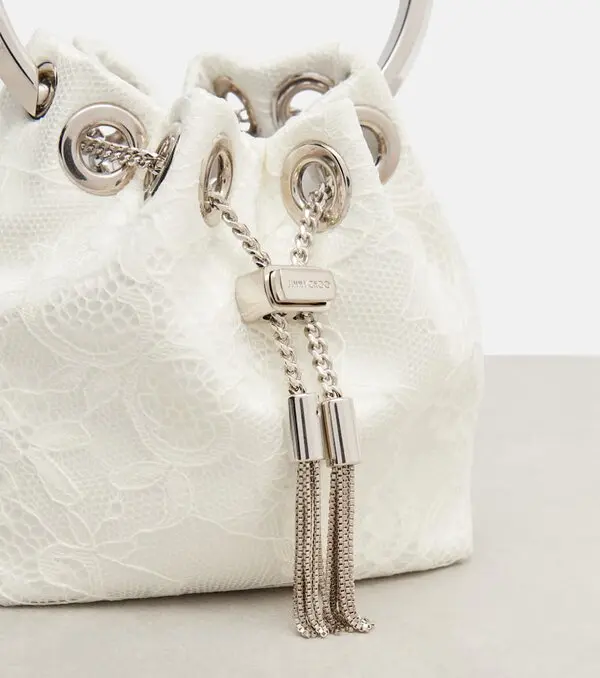 JIMMY CHOO Bon Bon Micro Lace Bucket Bag