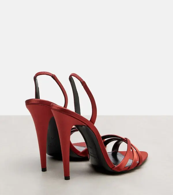 Saint Laurent Kate Crêpe Satin Slingback Sandals - Red
