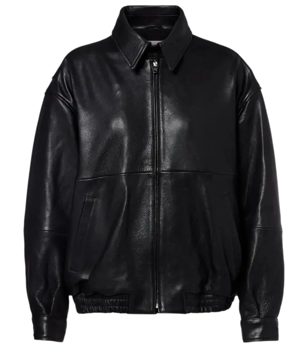 Nour Hammour Doran Oversized Leather Blouson Jacket - Black