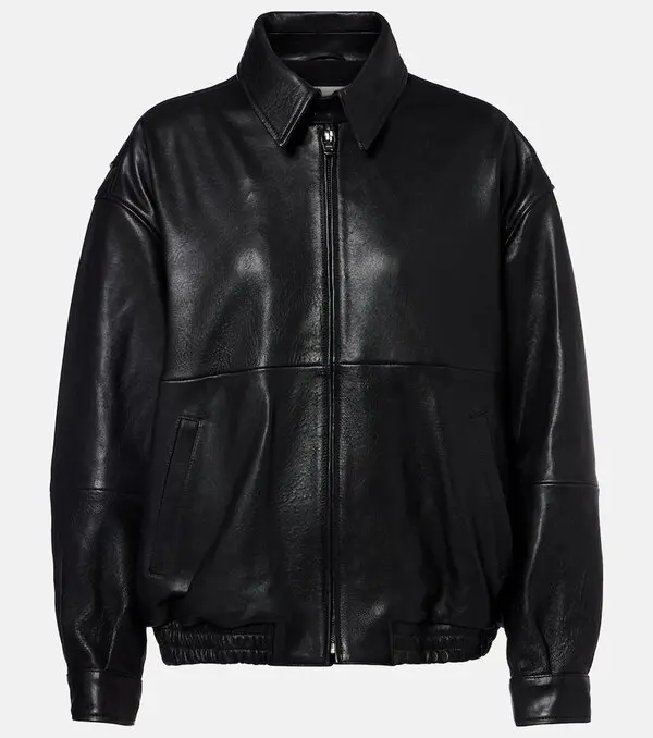 Nour Hammour Doran Oversized Leather Blouson Jacket