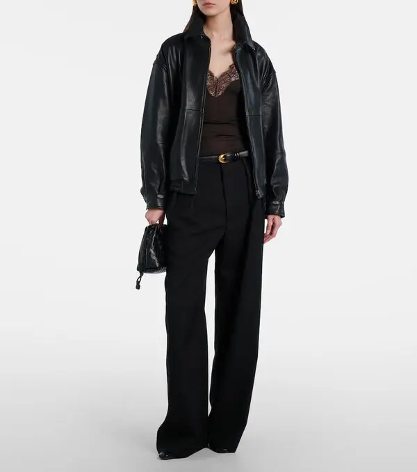 Nour Hammour Doran Oversized Leather Blouson Jacket