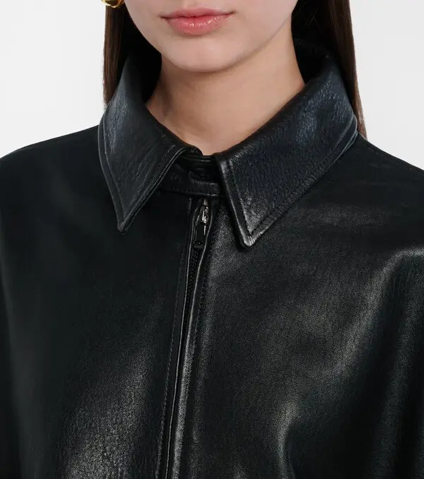 Nour Hammour Doran Oversized Leather Blouson Jacket