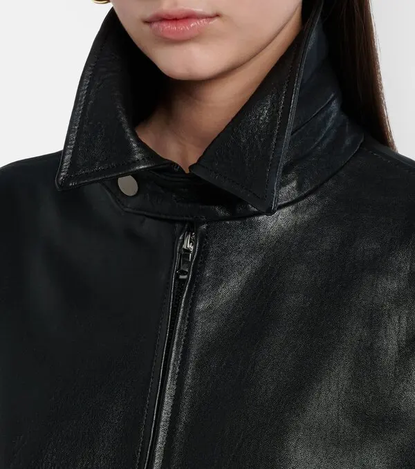 Nour Hammour Doran Oversized Leather Blouson Jacket