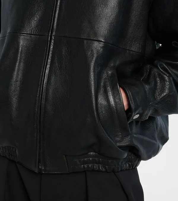 Nour Hammour Doran Oversized Leather Blouson Jacket