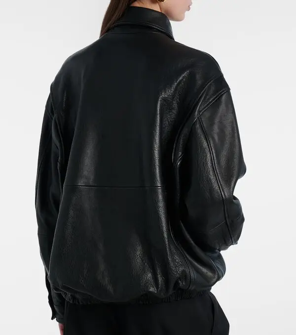 Nour Hammour Doran Oversized Leather Blouson Jacket