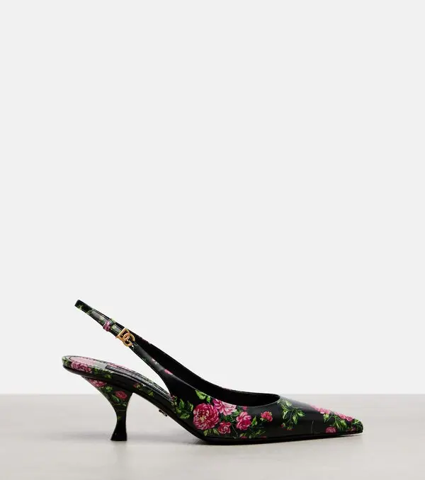 Dolce & Gabbana Lollo 60 Floral Leather Slingback Pumps