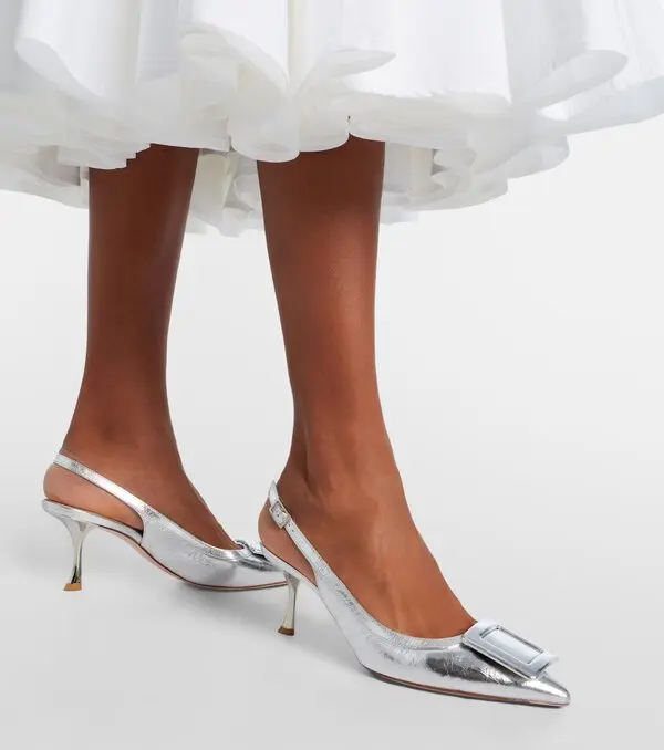 ROGER VIVIER Viv' In The City 65 Slingback Pumps - Silver