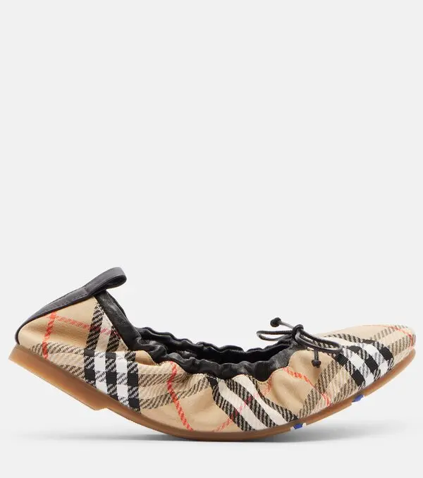 Burberry Fawn Check Ballet Flats - Beige