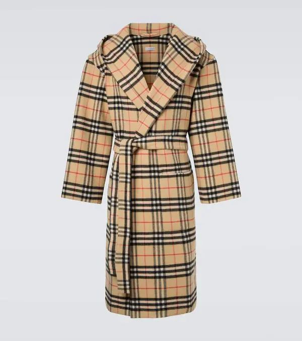 Burberry Check Wool And Cashmere Robe - Beige