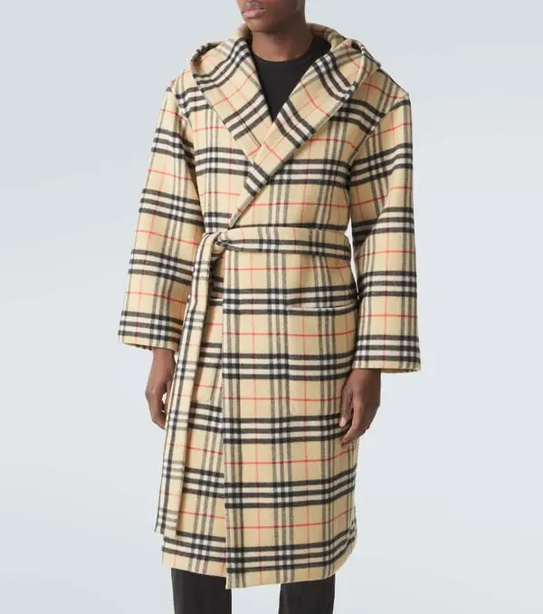 Burberry Check Wool And Cashmere Robe