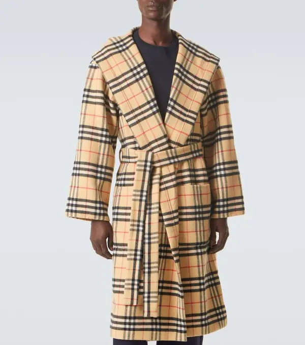 Burberry Check Wool And Cashmere Robe