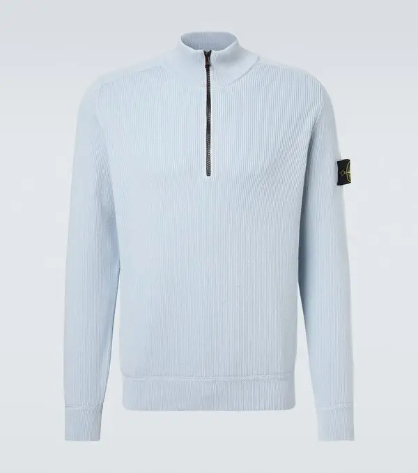 Stone Island Compass Cotton Half-zip Sweater - Blue