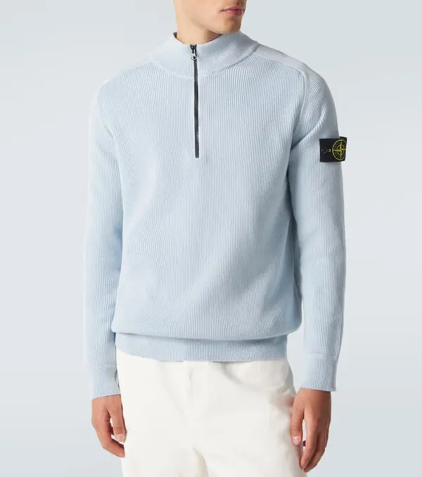 Stone Island Compass Cotton Half-zip Sweater - Blue
