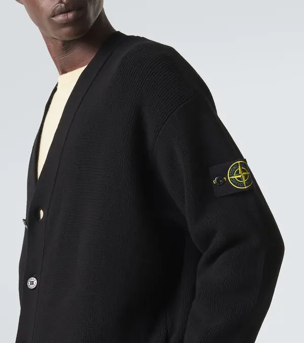 Stone Island Compass Cotton Cardigan - Black
