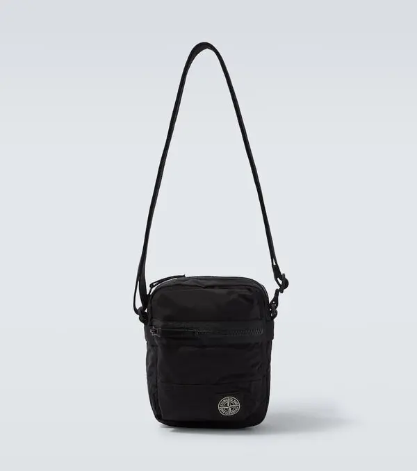 Stone Island Compass Poplin Shoulder Bag - Black