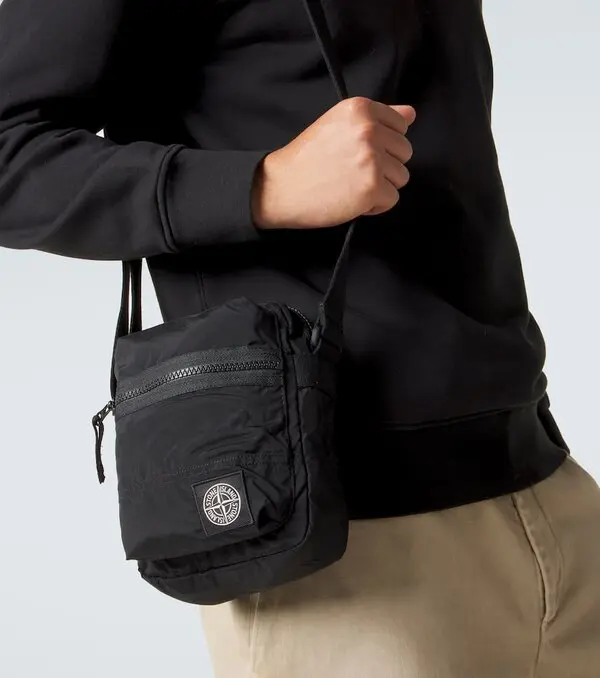 Stone Island Compass Poplin Shoulder Bag - Black