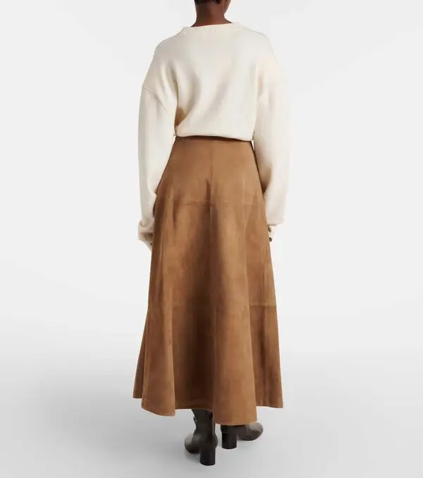 Altuzarra Varda Suede Midi Skirt - Brown