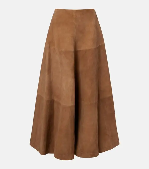 Altuzarra Varda Suede Midi Skirt - Brown