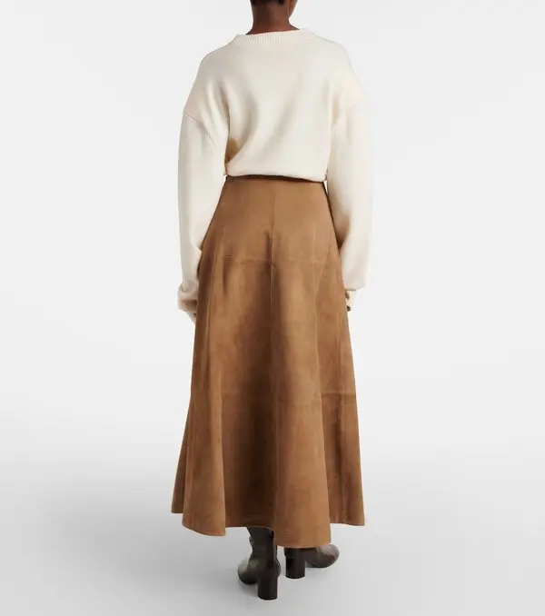 Altuzarra Varda Suede Midi Skirt - Brown