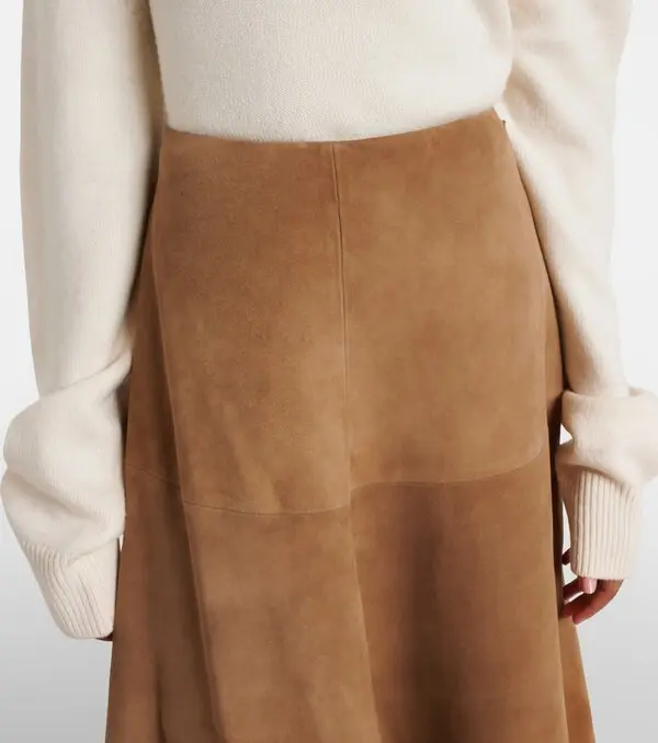 Altuzarra Varda Suede Midi Skirt - Brown