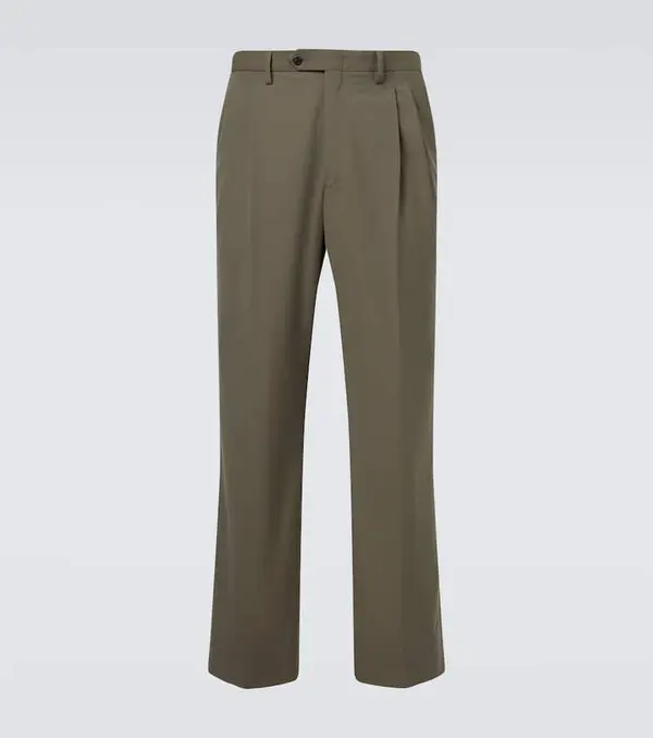 Prada Wool And Cotton Straight Pants - Green