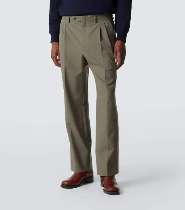 Prada Wool And Cotton Straight Pants - Green